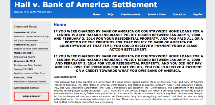 Bank of America Force-Placed Insurance Settlement Checks Mailed - Top ...