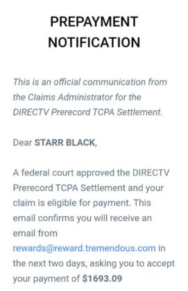 DirecTV, Celsius, other class action settlement checks in the mail